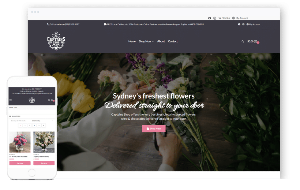 Florist Ecommerce Website Design Case Study: Captains Shop | Pixel Fish